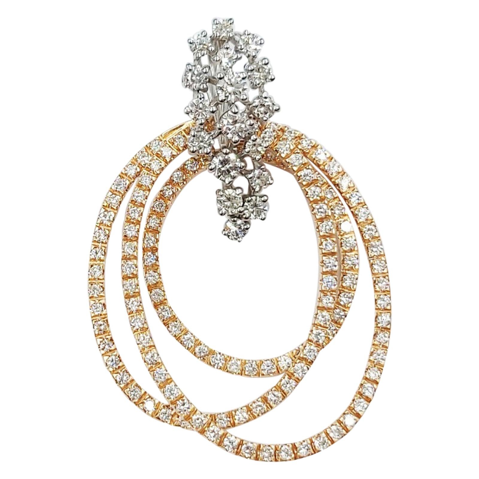 Italian Brilliant Cut Diamond 3.46 Carats 18 Carats Rose White Gold ...