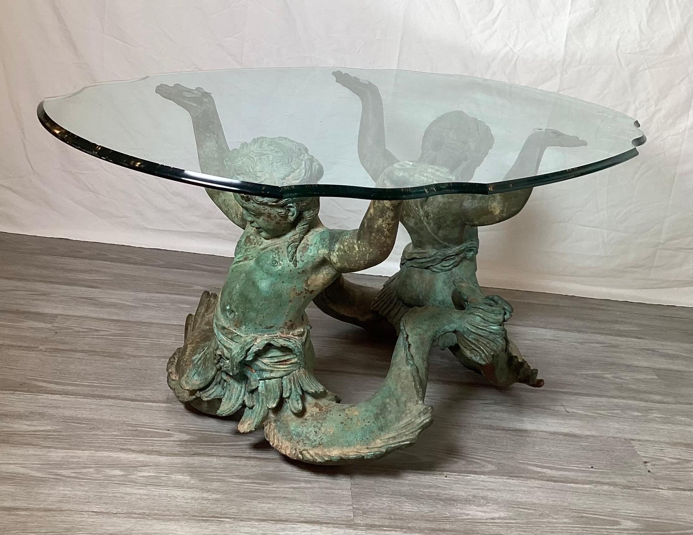 Italian Bronze and Glass Putti Di Mare Coffee Table For Sale at 1stDibs ...