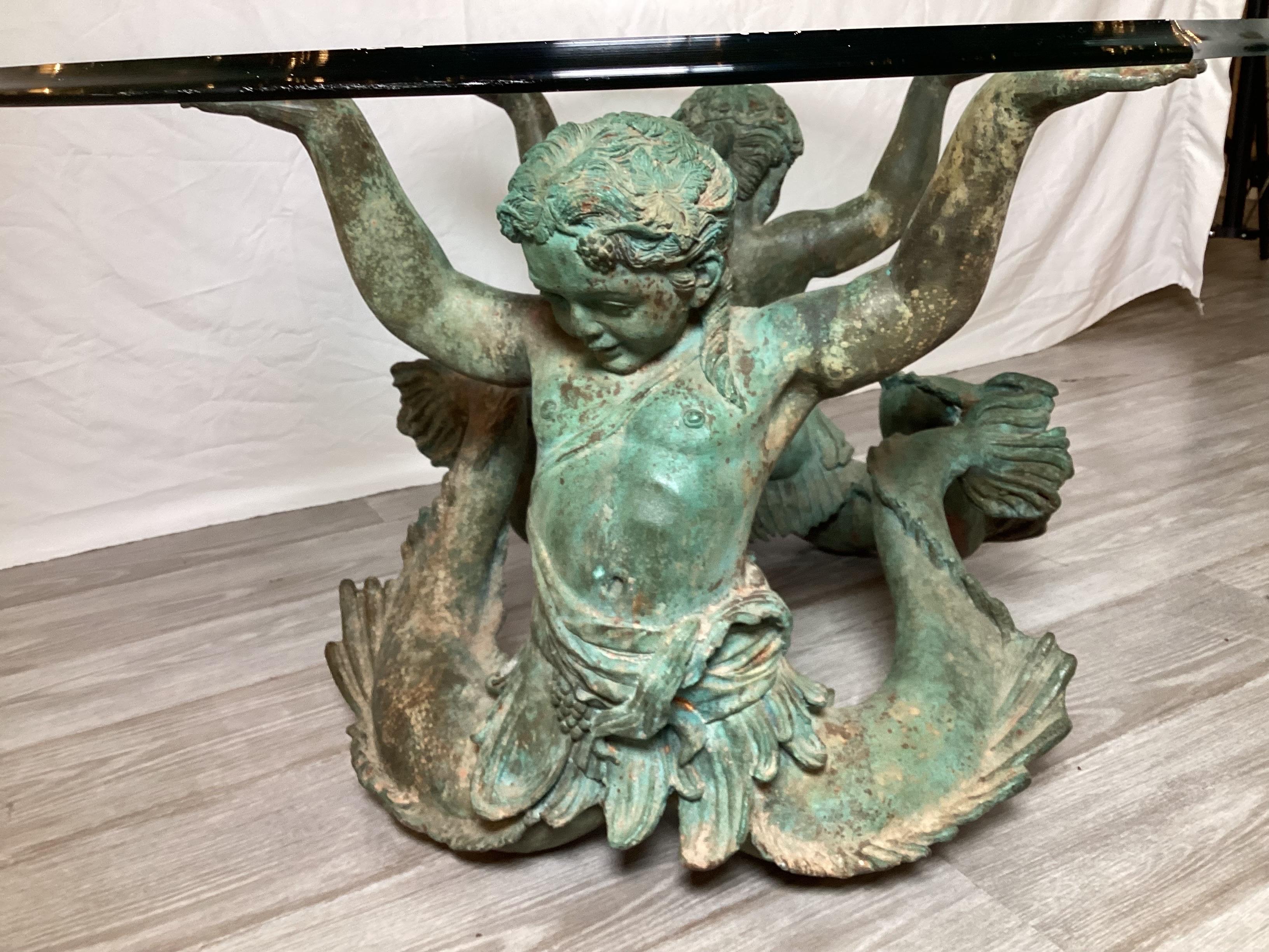 Italian Bronze and Glass Putti Di Mare Coffee Table For Sale at 1stDibs ...