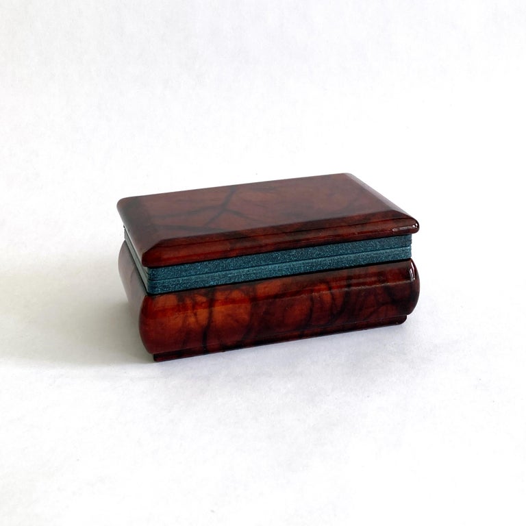 Italian Brown Red Alabaster Rectangular Hinged Box For Sale at 1stDibs