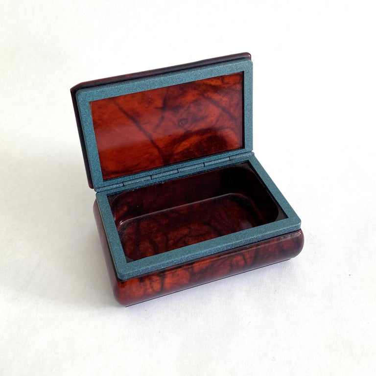 Italian Brown Red Alabaster Rectangular Hinged Box For Sale at 1stDibs