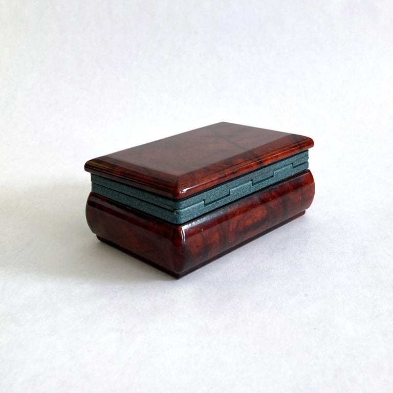 Italian Brown Red Alabaster Rectangular Hinged Box For Sale at 1stDibs