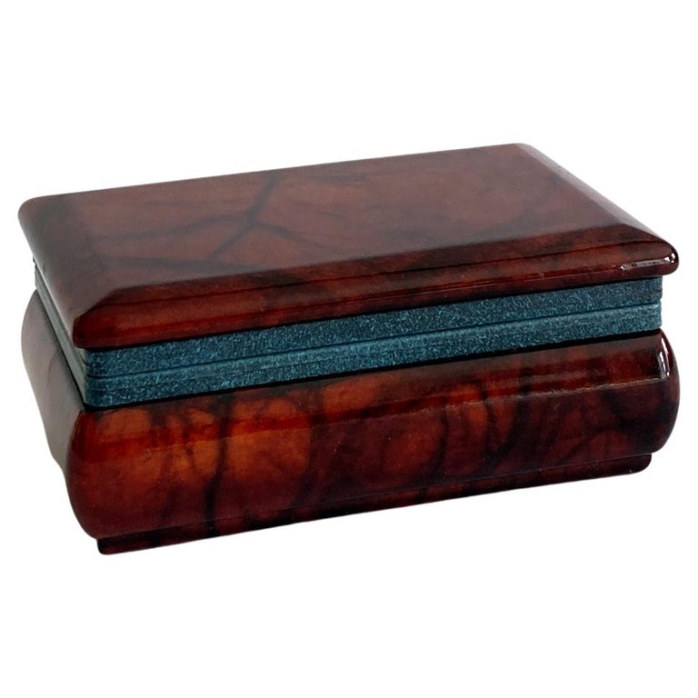 Italian Brown Red Alabaster Rectangular Hinged Box For Sale at 1stDibs