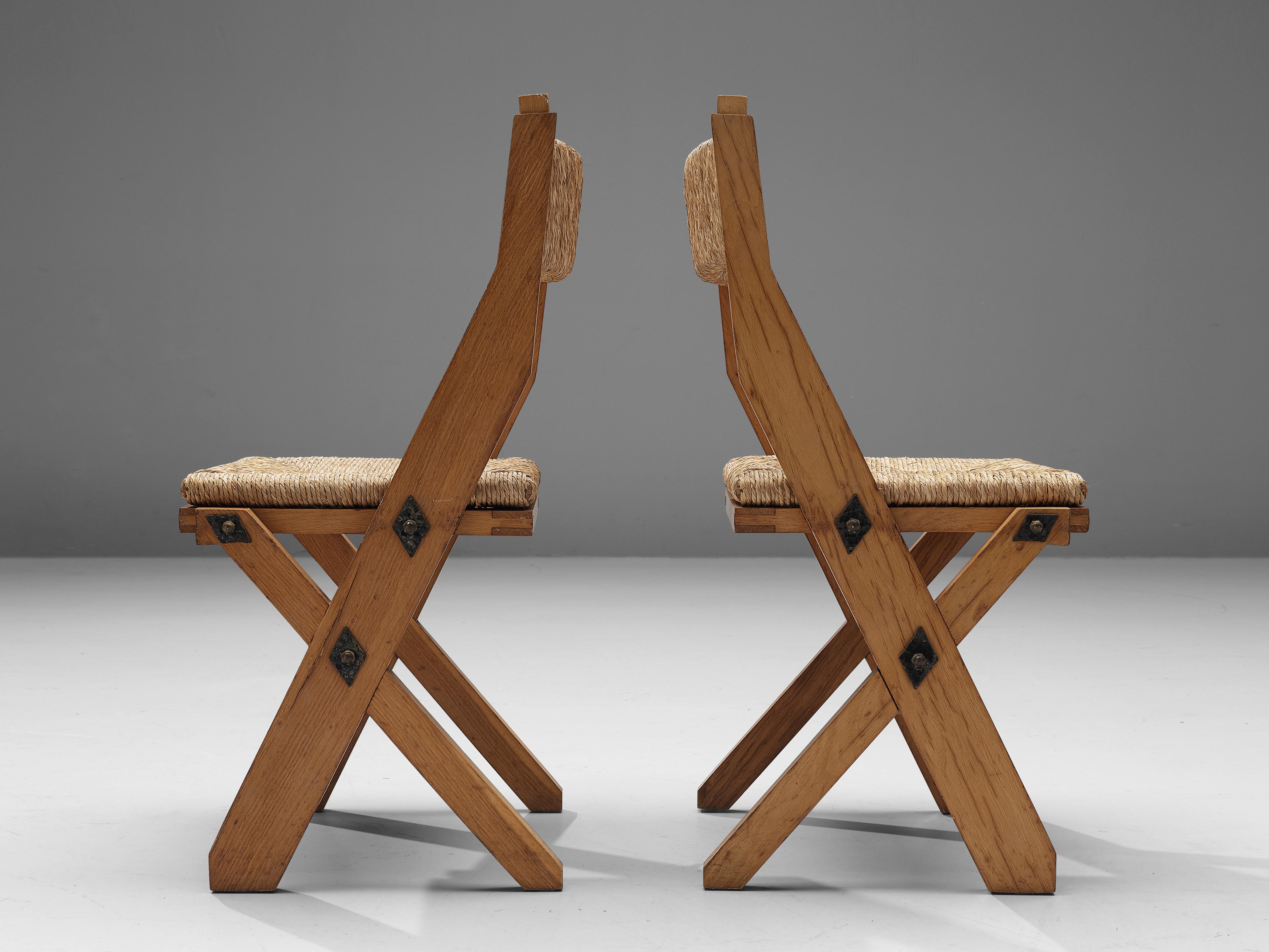 Italian Brutalist Set of Twelve Dining Chairs at 1stDibs