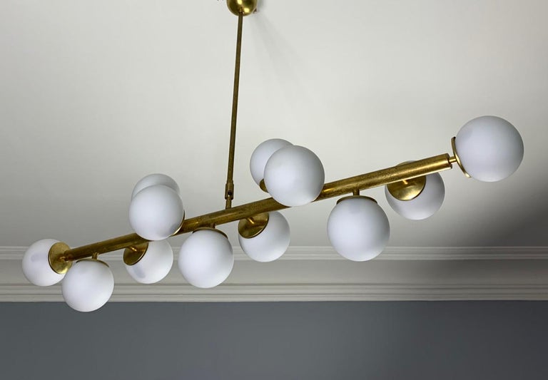 Italian Bubble Ceiling Lamp in Brass and Opal 50s Stilnovo Style For ...