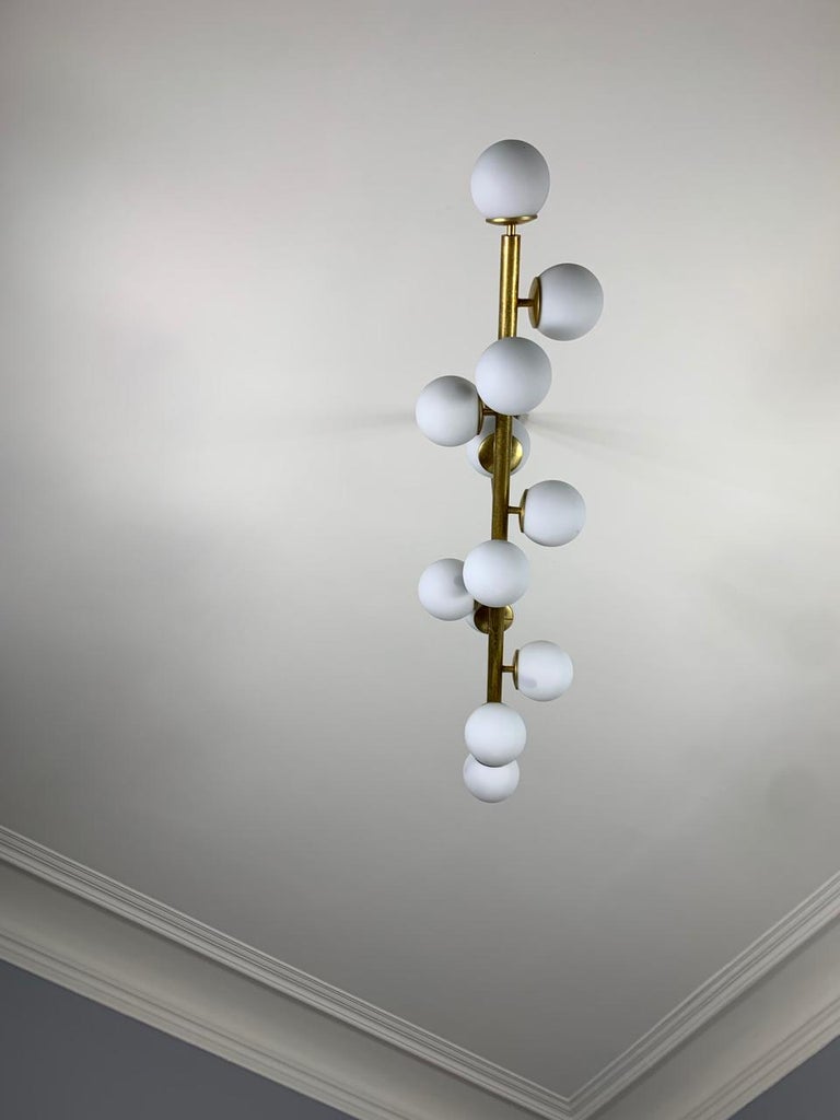 Italian Bubble Ceiling Lamp in Brass and Opal 50s Stilnovo Style For ...