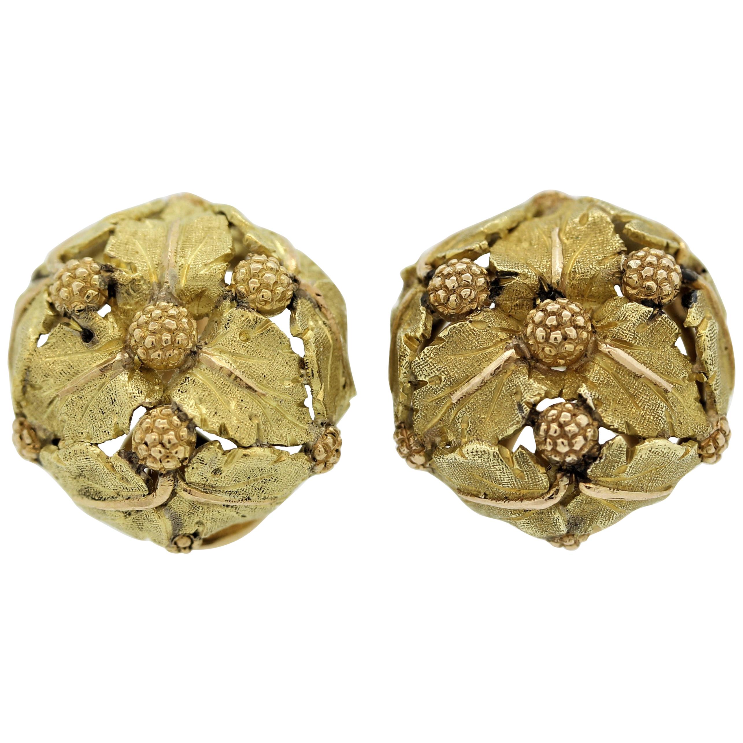 M. Buccellati Two Row Diamond, White and Yellow Gold Ear Clips For Sale ...