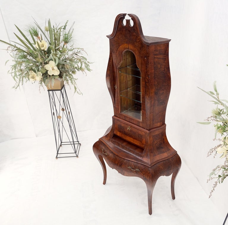 Italian Burl Olive Wood Bombe Style Drop Front Secretary W/ Hutch ...