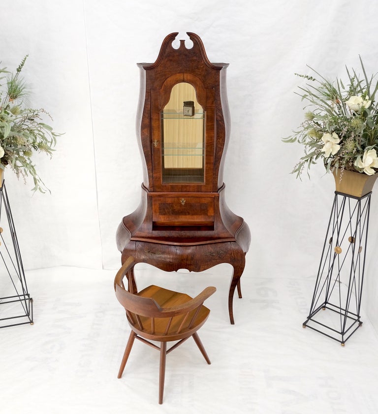 Italian Burl Olive Wood Bombe Style Drop Front Secretary W/ Hutch ...