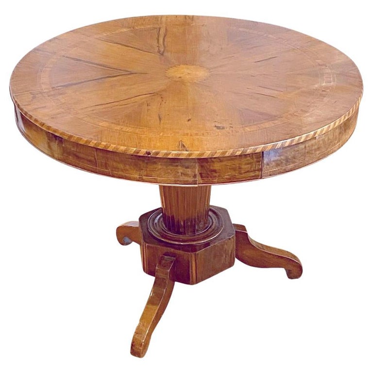 Italian Burl Walnut Inlaid Center Table, circa 1830 For Sale at 1stDibs