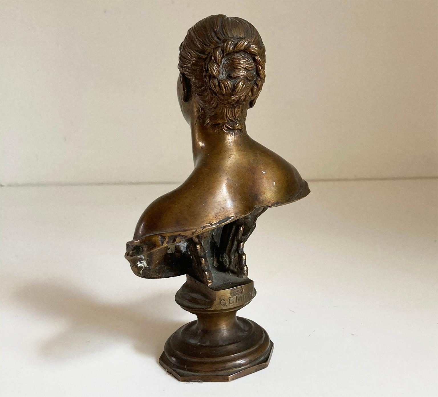 Italian “Busto di Donna” bronze Sculpture by Vincenzo Gemito, Napoli ...