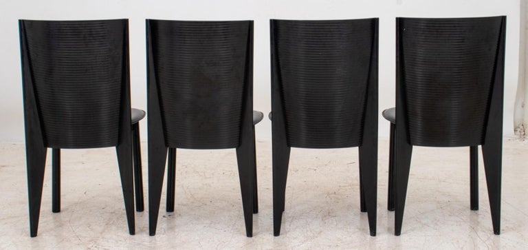 Italian Calligaris Black Lacquered Chair, 4 For Sale at 1stDibs