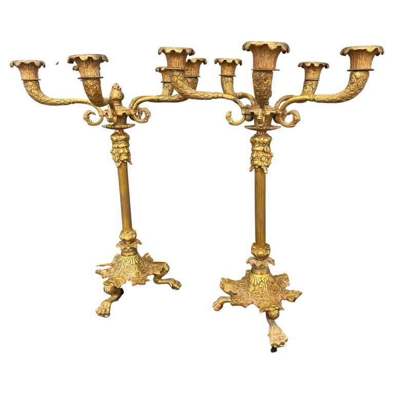 Italian Candel Holders Bronze 1940s circa For Sale at 1stDibs