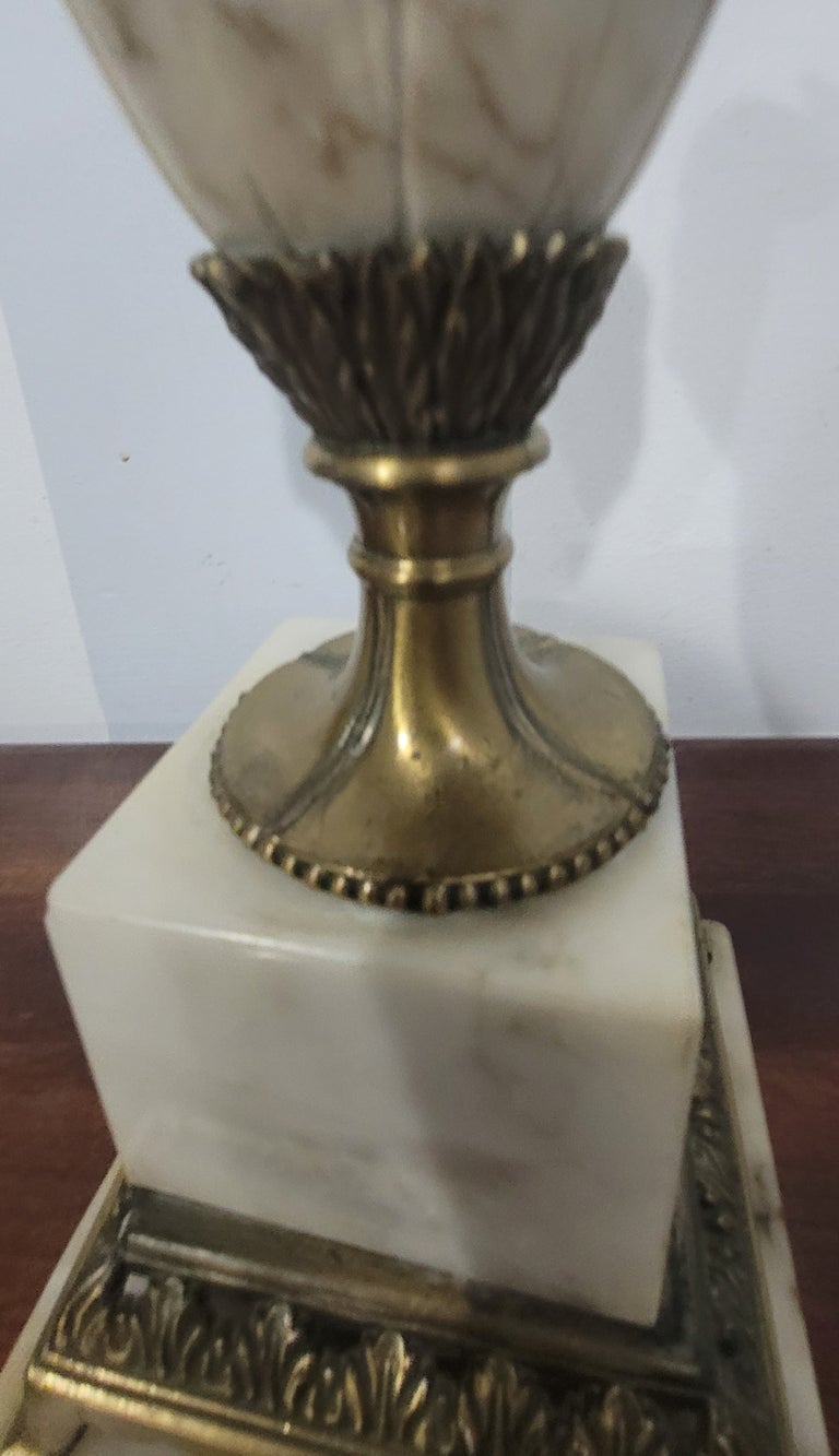 Italian Carrara Alabaster Marble and Brass Lamp For Sale at 1stDibs