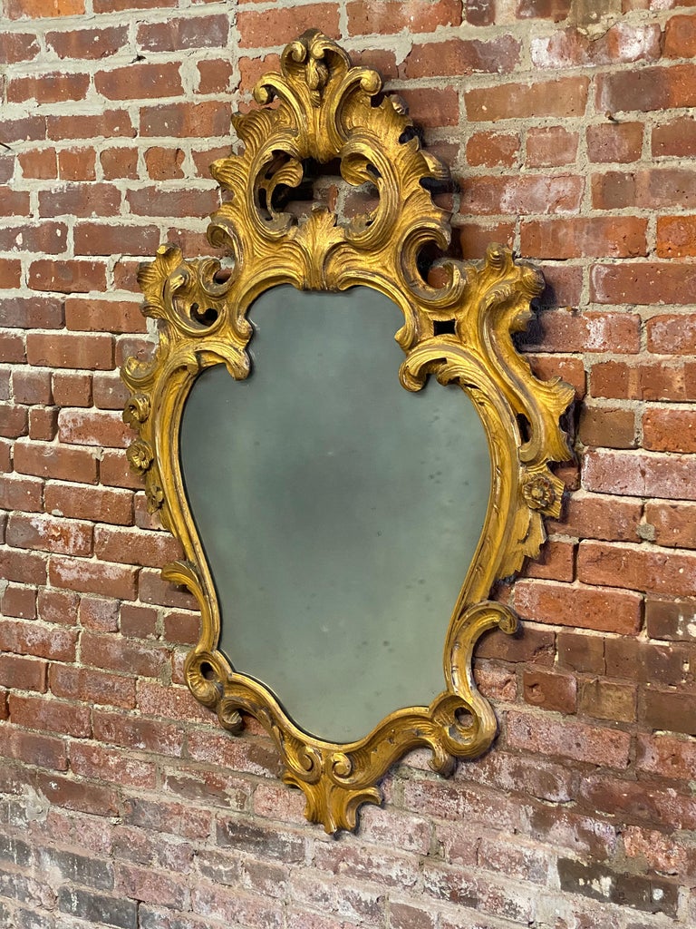 Italian Carved and Gilded Baroque Style Mirror For Sale at 1stDibs