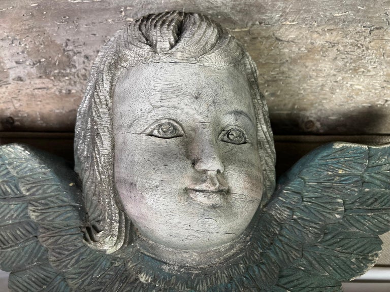 Italian Carved Cherub Face w/ Wings For Sale at 1stDibs