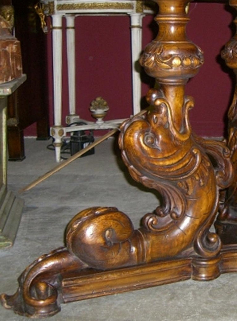 Italian Carved Dolphin Round Table, 19th Century For Sale at 1stDibs