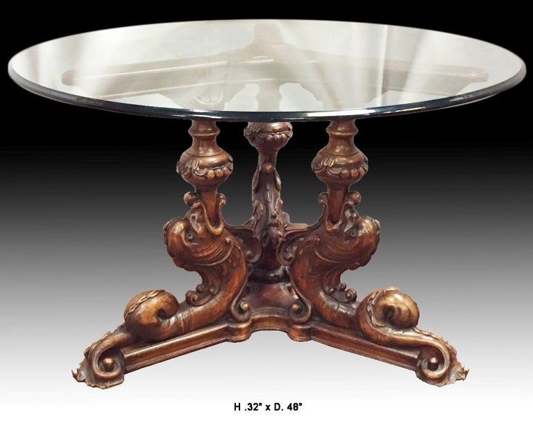 Italian Carved Dolphin Round Table, 19th Century For Sale at 1stDibs