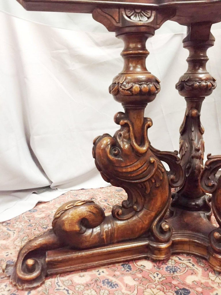 Italian Carved Dolphin Round Table, 19th Century For Sale at 1stDibs