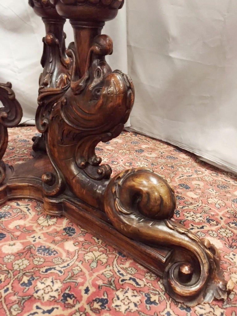 Italian Carved Dolphin Round Table, 19th Century For Sale at 1stDibs