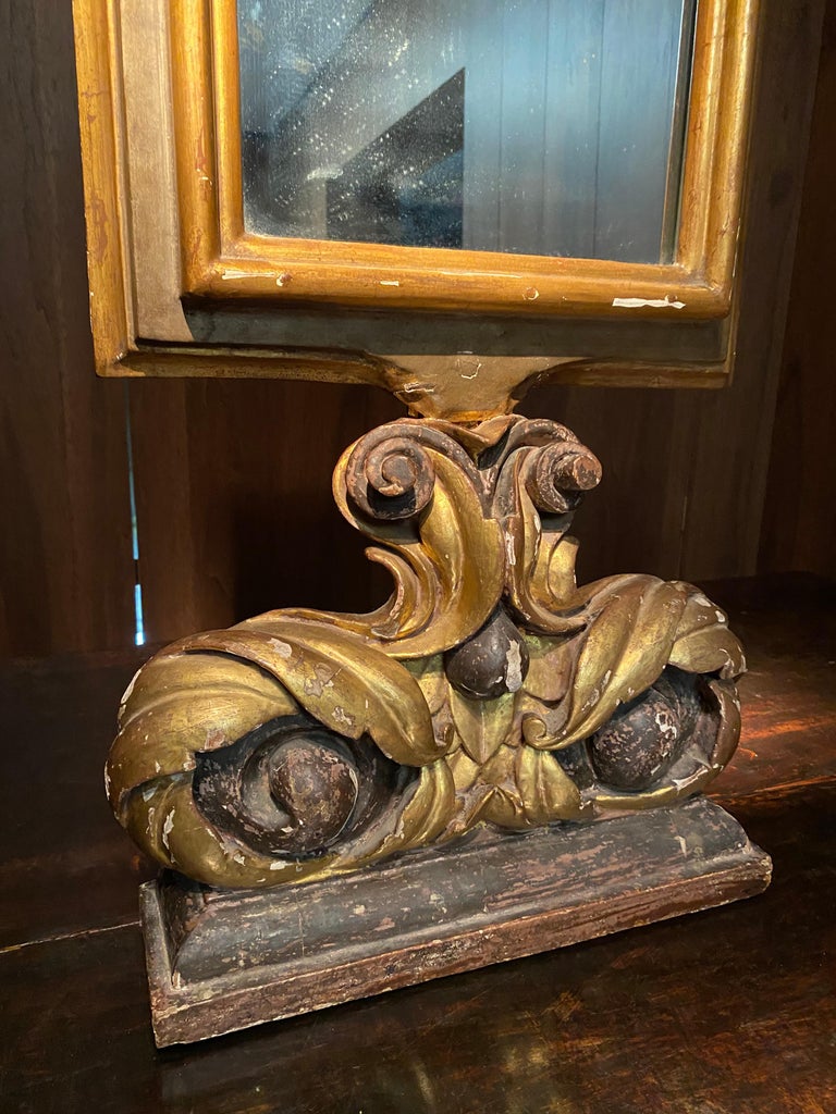 Antique Italian Mirror in Painted Golden Wood with baroque base, 1790s ...