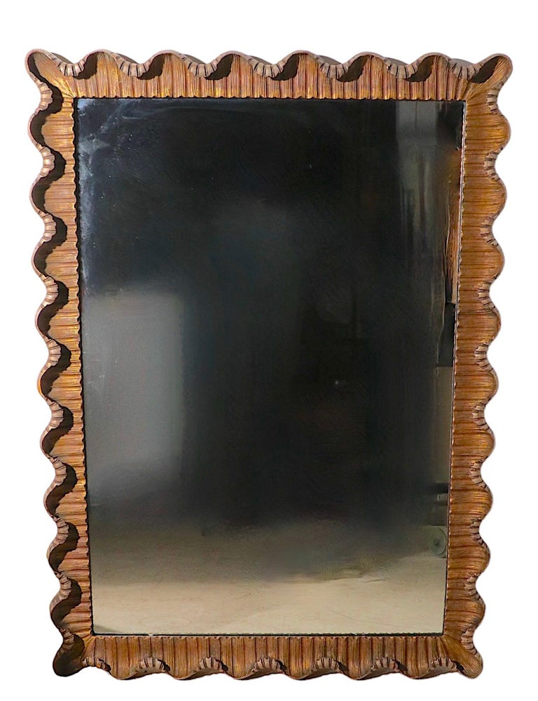 Italian. Carved Wood Gilt Wave Mirror For Sale at 1stDibs