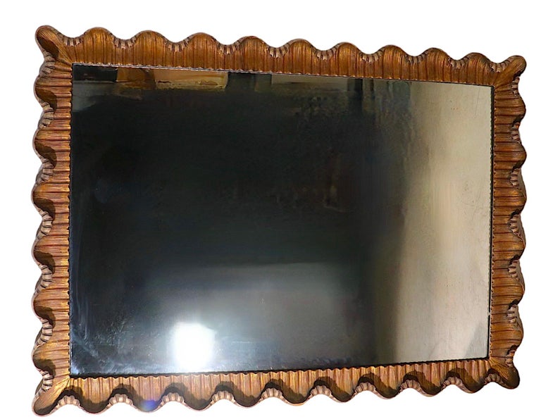 Italian. Carved Wood Gilt Wave Mirror For Sale at 1stDibs