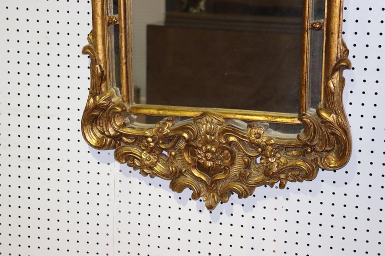 Italian Carved Wood Rococo Gilded Narrow Wall Mirror, circa 1950 For ...