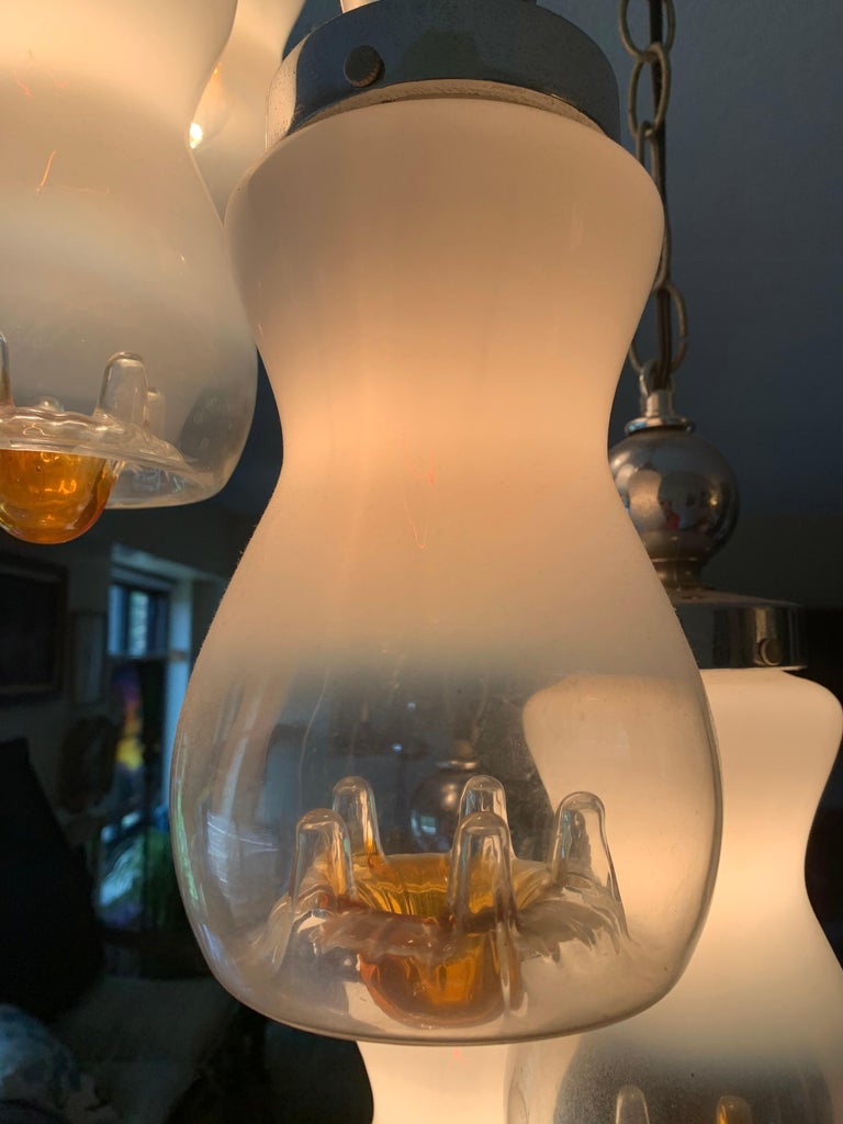 Italian Cascading Midcentury Hanging Light Fixture For Sale at 1stDibs