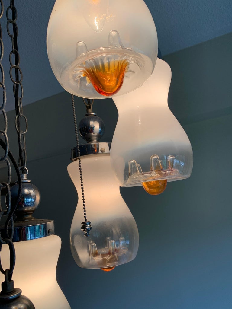 Italian Cascading Midcentury Hanging Light Fixture For Sale at 1stDibs