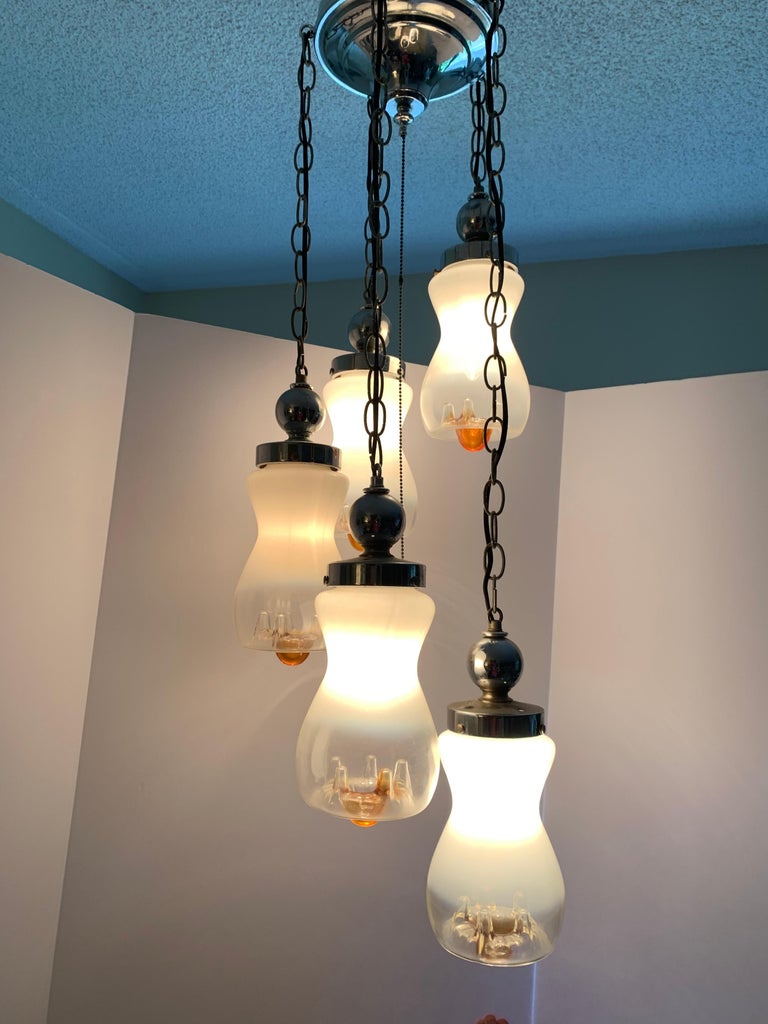 Italian Cascading Midcentury Hanging Light Fixture For Sale at 1stDibs