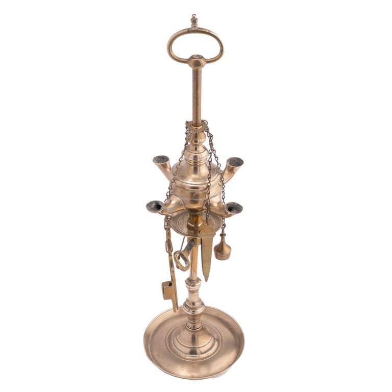 Italian Cast Brass Four Burner Lucerne Oil Lamp '1810' For Sale at 1stDibs