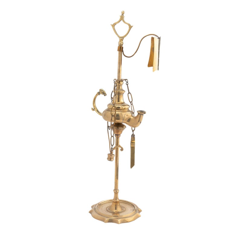 Italian Cast Brass Single Spout Oil Lamp with Deflector, 1790 For Sale ...