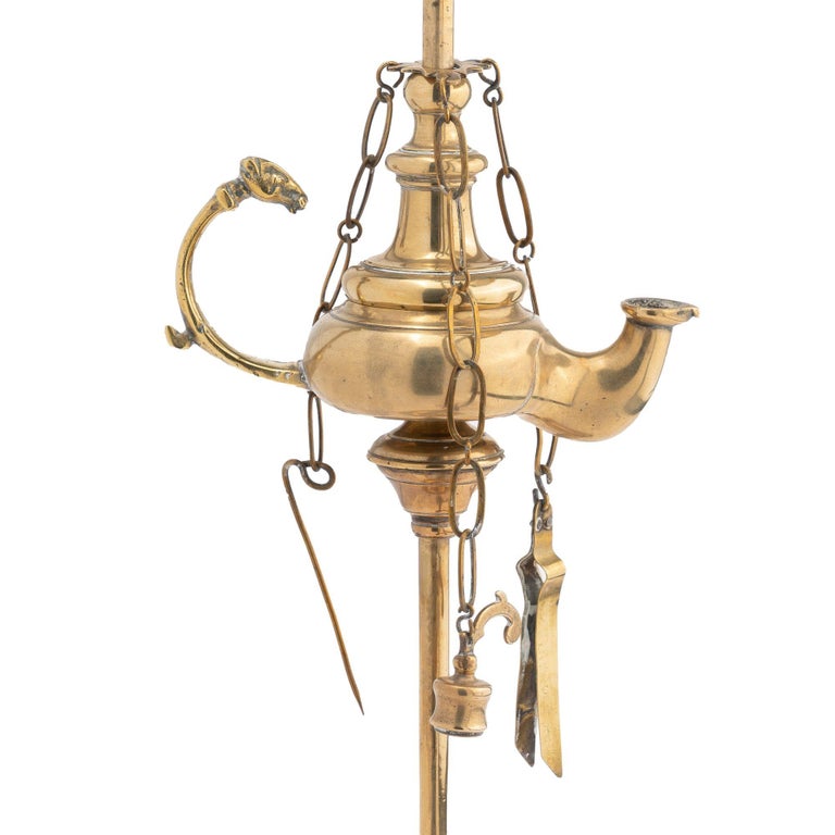 Italian Cast Brass Single Spout Oil Lamp with Deflector, 1790 For Sale ...