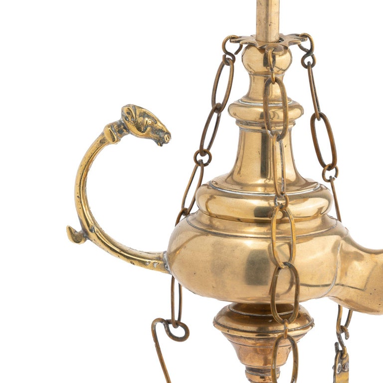 Italian Cast Brass Single Spout Oil Lamp with Deflector, 1790 For Sale ...
