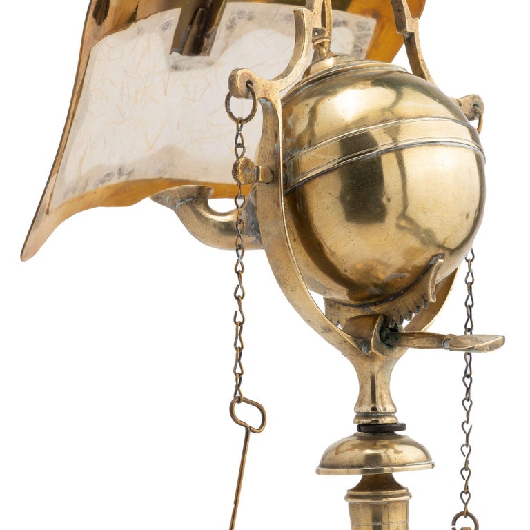 Italian Cast Brass Two Burner Oil Lamp, 1800 For Sale at 1stDibs