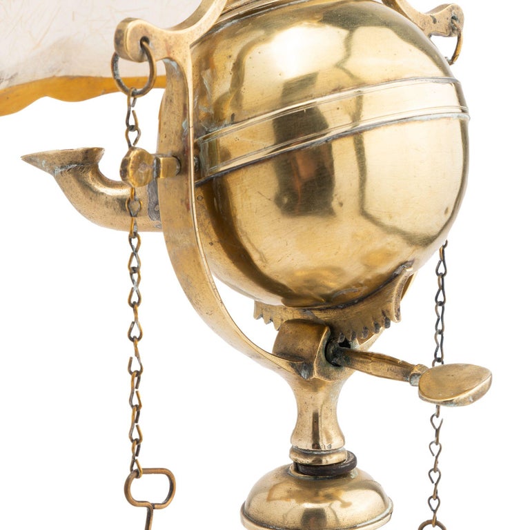 Italian Cast Brass Two Burner Oil Lamp, 1800 For Sale at 1stDibs