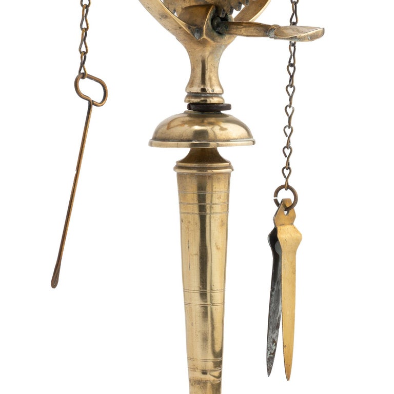 Italian Cast Brass Two Burner Oil Lamp, 1800 For Sale at 1stDibs
