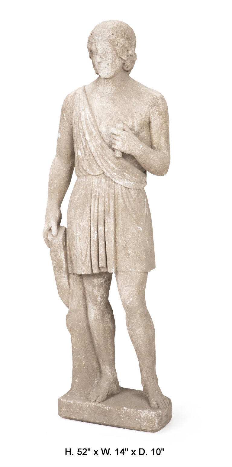 Italian Cast Stone Standing Sculpture of Roman For Sale at 1stDibs