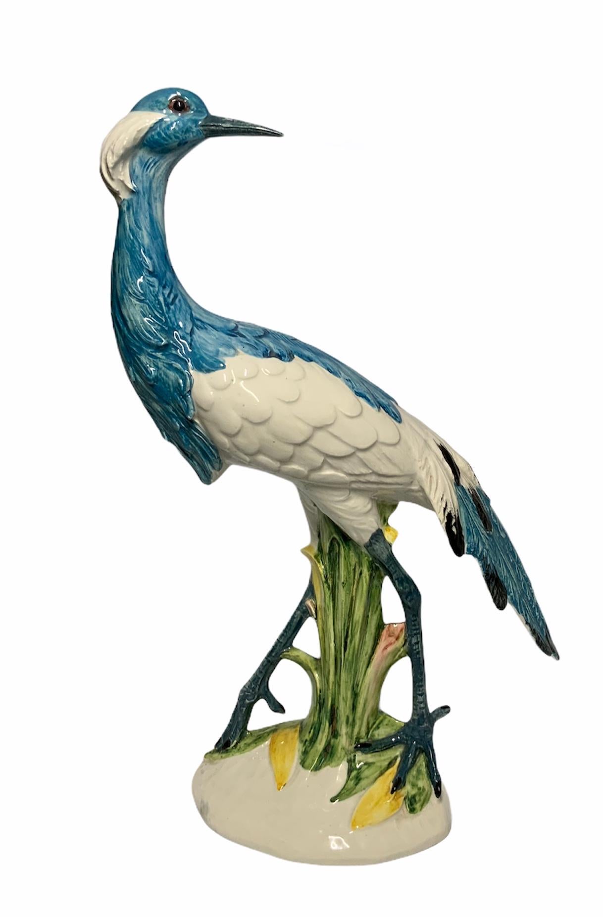 Italian Ceramic Blue Crane Sculpture at 1stDibs | ceramic crane