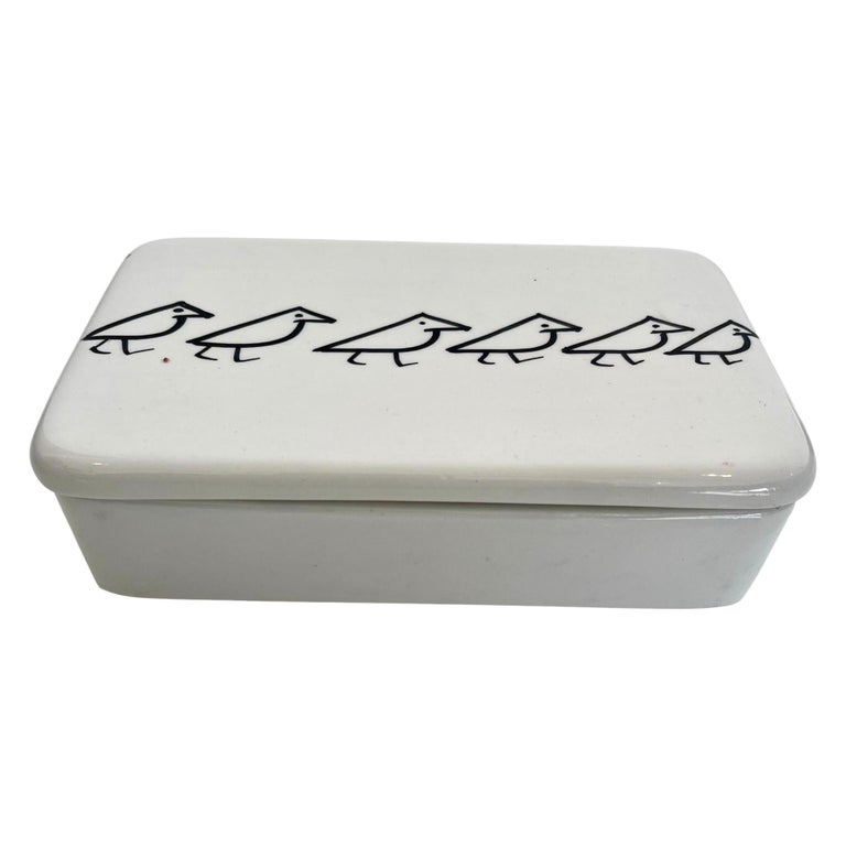 Italian Ceramic Box with Birds by Raymor For Sale at 1stDibs