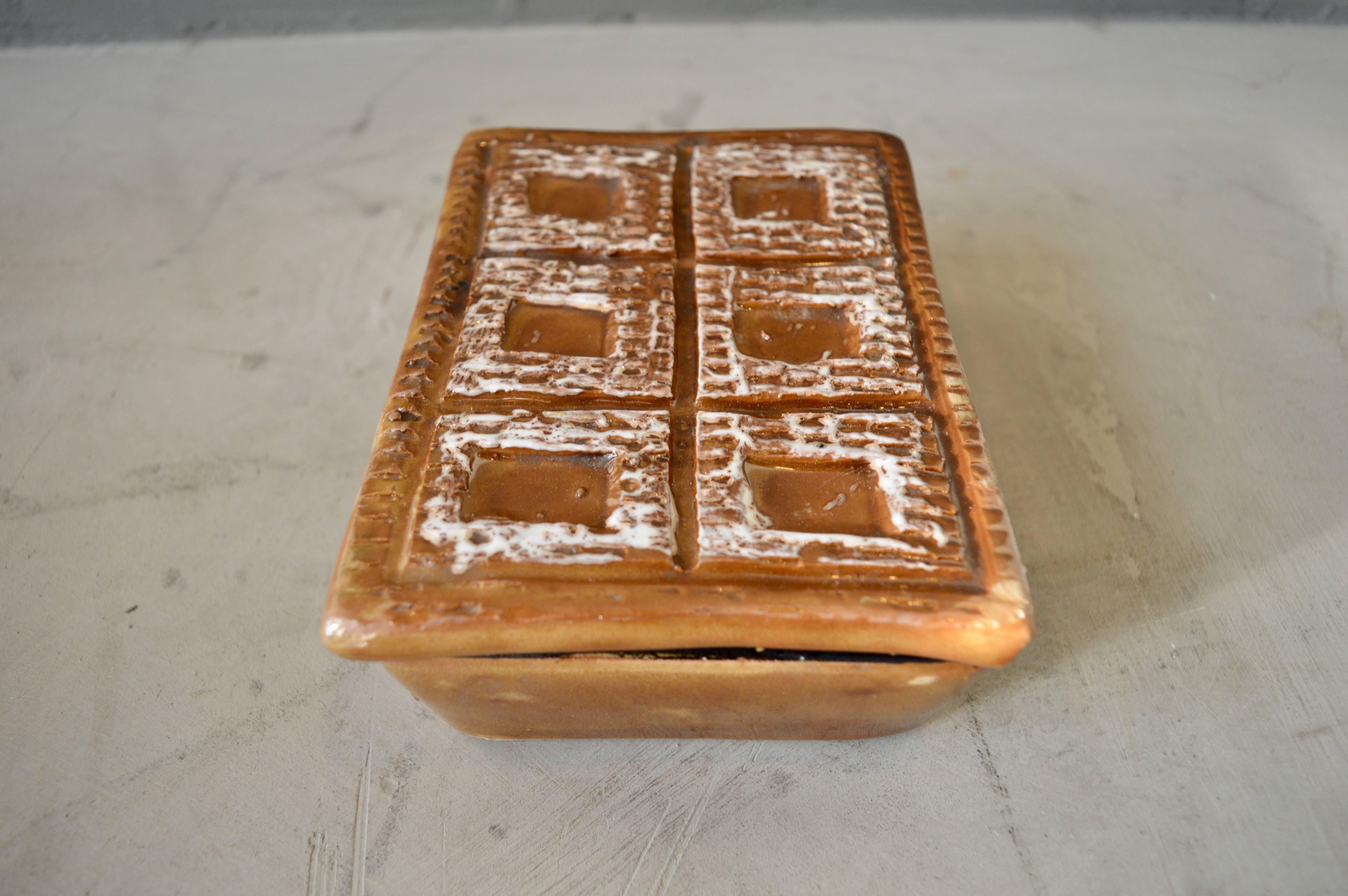 Italian Ceramic Brown Box at 1stDibs