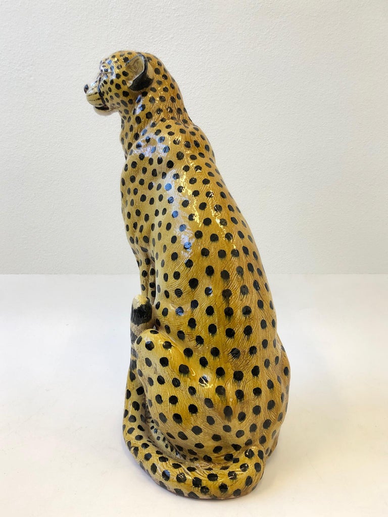 Italian Ceramic Cheetah Sculpture at 1stDibs