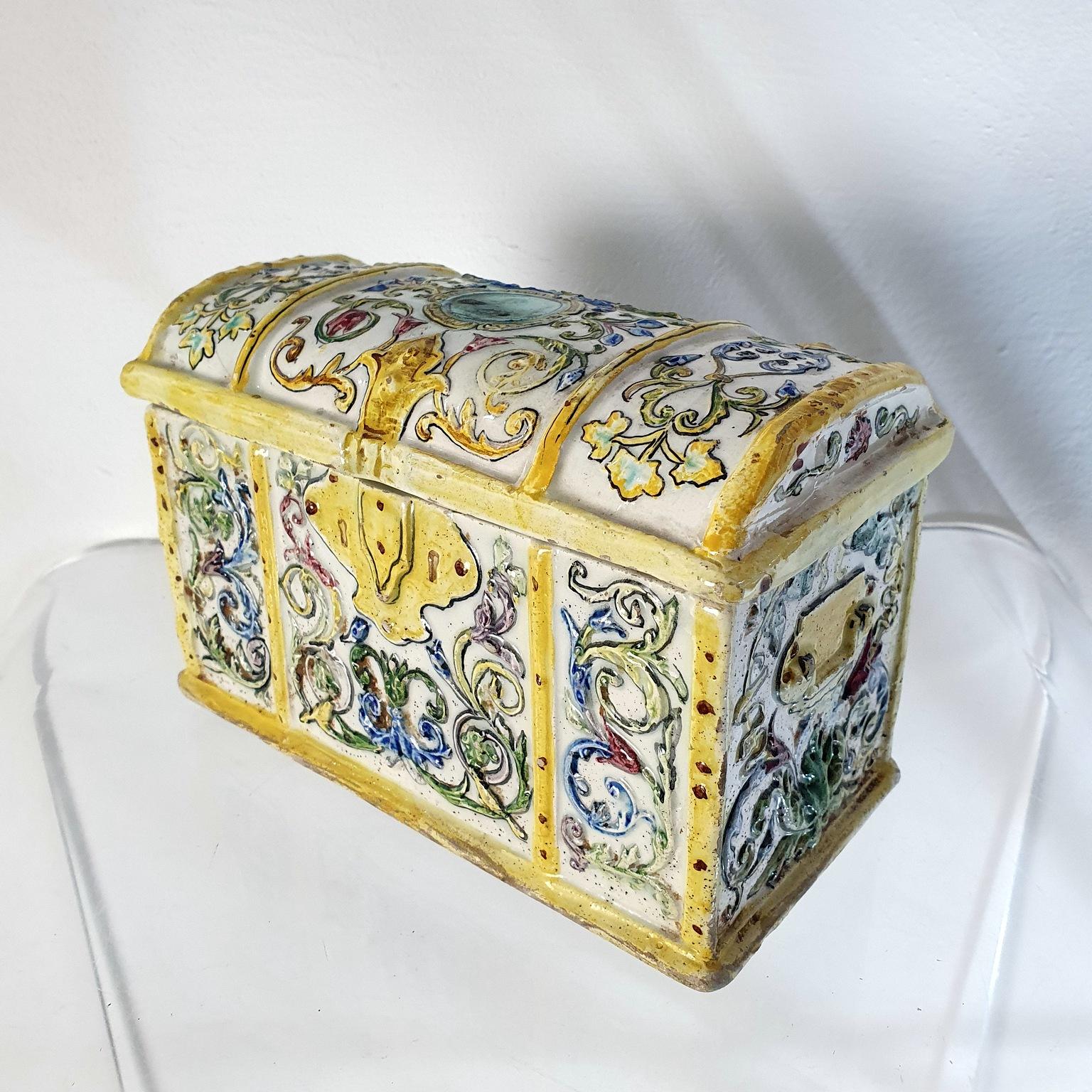 Italian Ceramic Chest Trinket Box For Sale at 1stDibs