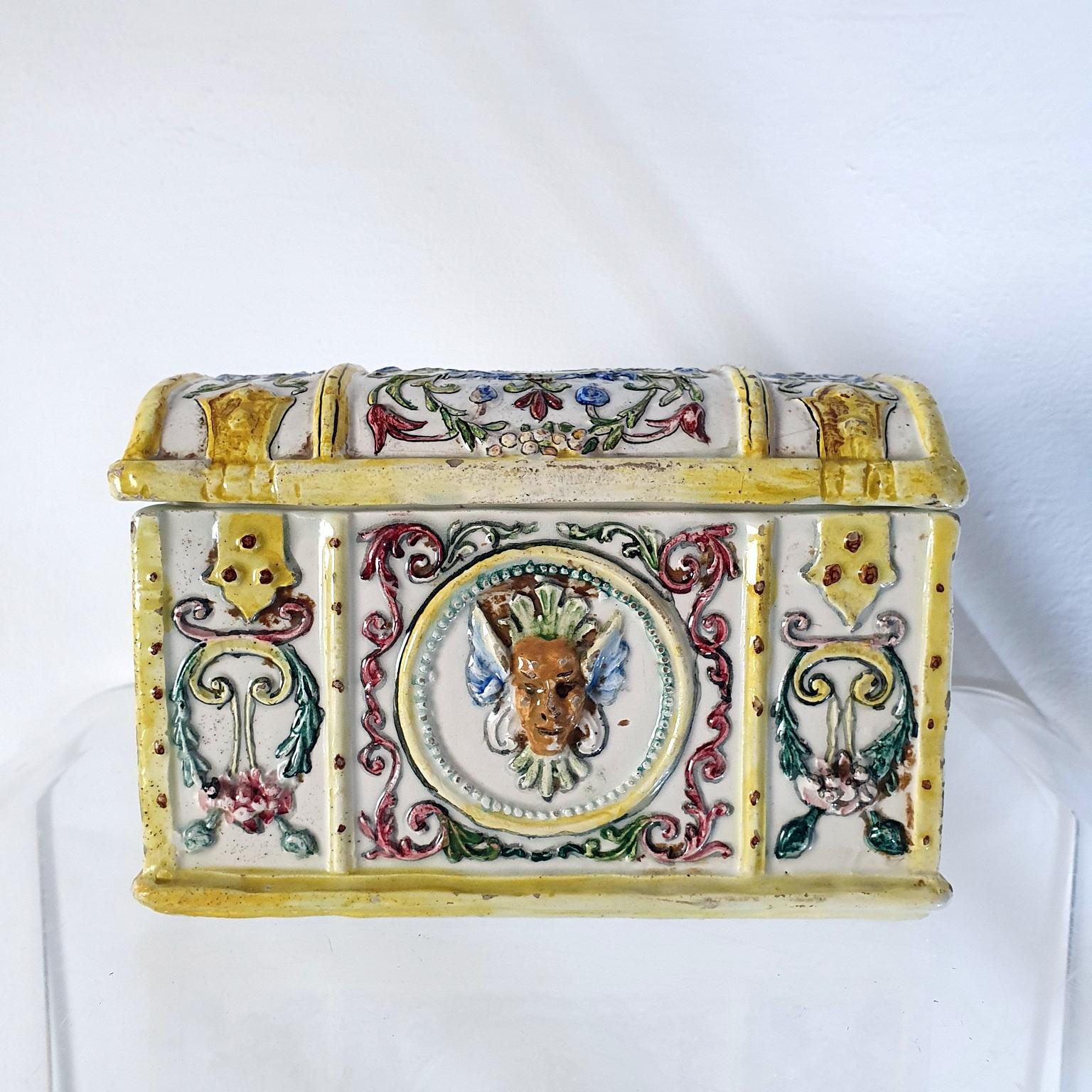 Italian Ceramic Chest Trinket Box For Sale at 1stDibs