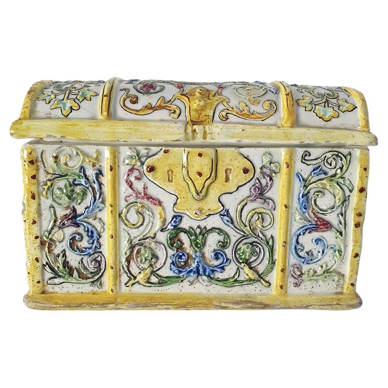 Italian Ceramic Chest Trinket Box For Sale at 1stDibs