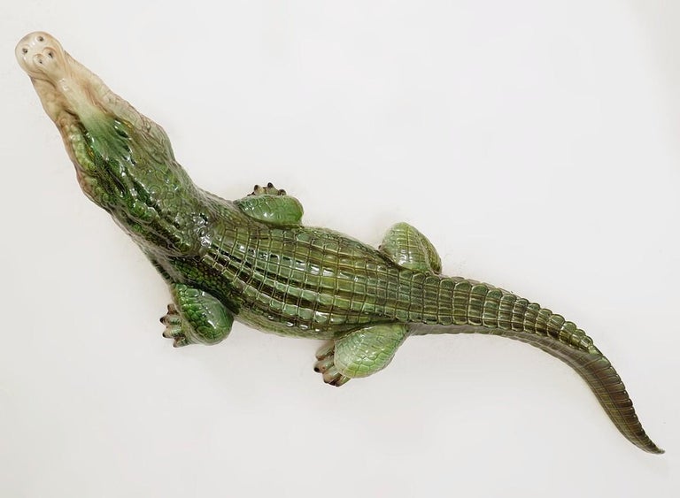 Italian Ceramic Crocodile Sculpture, a Pair Available at 1stDibs
