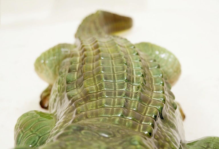 Italian Ceramic Crocodile Sculpture, a Pair Available at 1stDibs