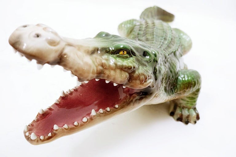 Italian Ceramic Crocodile Sculpture, a Pair Available at 1stDibs