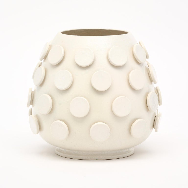 Italian Ceramic Dotted Pair of Vases For Sale at 1stDibs